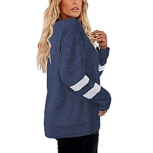 DOLNINE Womens Plus Size Tunic Sweatshirts Long Sleeve Shirts Tops Navy Blue-20W