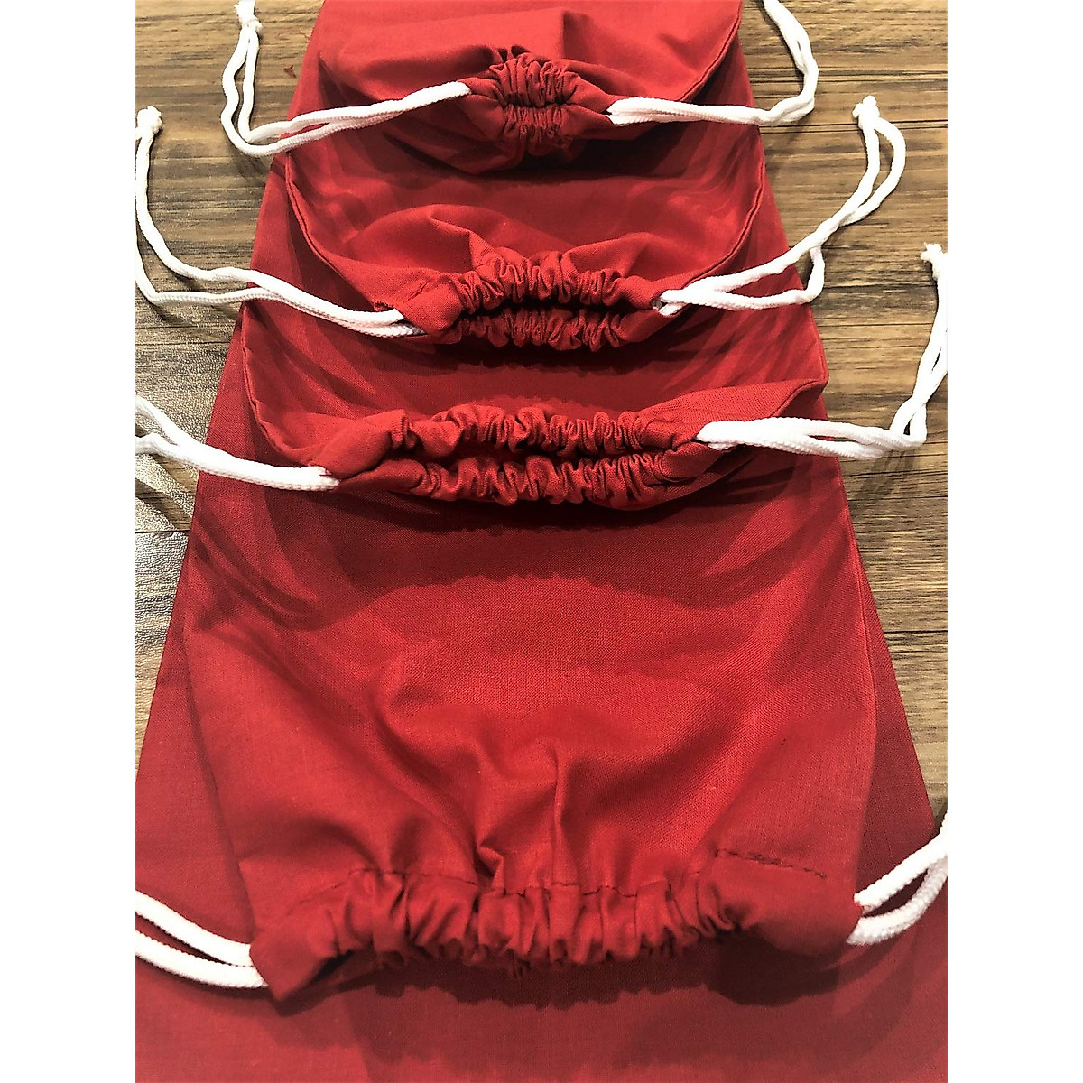 Reusable Eco friendly RED COLOR Cotton Thick Double Drawstring Muslin Bags "premium quality"-25 count pack (8 x 10)