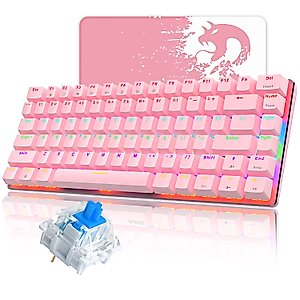 FELICON Wired Mechanical Gaming Keyboard, 82 Keys Compact Rainbow Blacklight Keyboard with Blue Switch, Small and Portable Compatible with Windows PC Laptop Mac Game Office