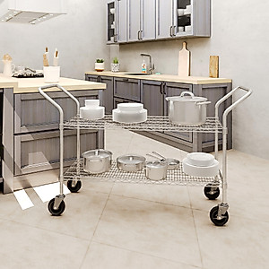 18" W x 48" L x 36" H Chrome Heavy Duty Utility Cart | 2-Tier | NSF Commercial Storage Rack Mobile Unit | Storage and Mobility Solution for Your Business