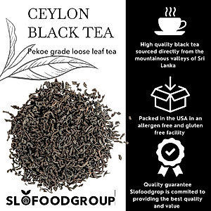 Slofoodgroup Ceylon Black Tea - Loose Leaf Black Tea from Sri Lanka - Pekoe Grade Tea Leaf (8 OZ)…
