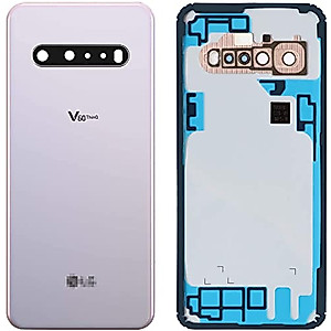 Phoink V60 ThinQ Back Cover Glass Repair Replacement Parts for LG V60 ThinQ All Carriers with Pre-Installed Camera Lens and Adhesive (Classy White)