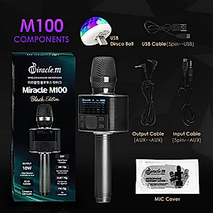 M100 - Bluetooth Karaoke Microphone - Carpool Karaoke Microphone - Bluetooth Microphone Wireless - Portable Handheld Karaoke Mic and Speaker with LED Screen - Wireless Microphones for Kids and Adults