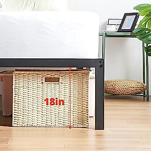 PrimaSleep 18 Inch Heavy Duty Steel Slat Anti-Slip Support, Easy Assembly Platform Bed frame, Noise Free Steel Mattress Foundation, Maximum Storage, No Box Spring Needed, Black, Full Size