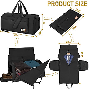 AKOZLIN Carry on Garment Bag 3 in 1 Duffle Bag 57L Travel Suit Dress Shoes Carrier Storage Bag For Men Women Overnight Weekender Travel Bag Large