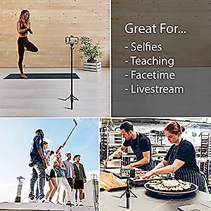 Fugetek 48" Compact Selfie Stick & Tripod, Extendable, Wireless Bluetooth Remote, Lightweight Aluminum, Travel Ready, Compatible with iPhone 14 13 12 Pro Xs Max Xr X 8Plus 7 & Android