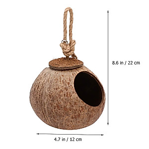 ULTECHNOVO 2pcs Coconut Shell Bird Nest Parakeet Toys for Cage Summer Toys Coconut Bird Toy Bird Toys Hanging Birds with Bells Parrot Shredder Toys Pet The Bird The Bell Wooden