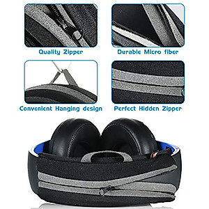 Large Sized Replacement Headband Cushion Pad Cover Head Band Protector with Zipper, Headband Cover Cushion Protector Pad for Headphones (Max for 2-1/2''W Cushion pad, Black)