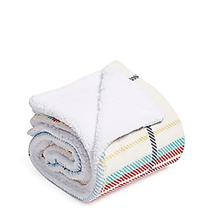 Vera Bradley Women's Fleece Cozy Life Throw Blanket, Tartan Plaid Cream, One Size