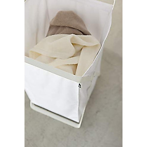 Yamazaki Home Laundry Basket - Foldable Storage Hamper Organizer Steel One Size White