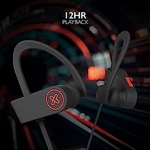 Klipxtreme JogBudz II Sports Earphones with Mic Lightweight Water-Resistant Earbuds with Ear Hooks Compatible with Siri and Google Voice, Wireless Headphones (Black)