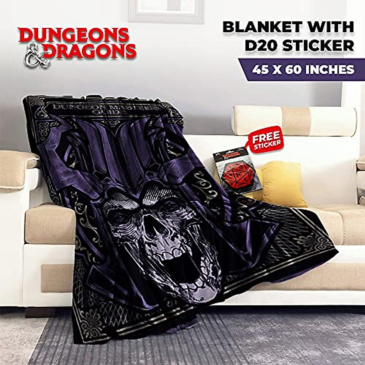 Dungeons & Dragons Player's Guide Fleece Throw Blanket - 45 X 60 Inches | Premium Quality Lightweight Blanket | Anime-Based Design - Cozy, Soft, and Warm for Gaming Nights and Beyond