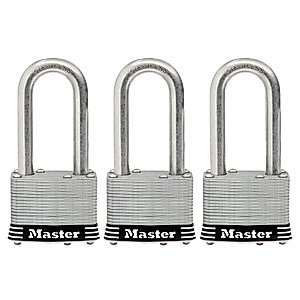 Master Lock 1SSTRILH Stainless Steel Outdoor Padlock with Key, 3 Pack Keyed-Alike, Silver