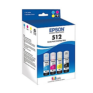 Epson T512 EcoTank -Ink Ultra-high Capacity Bottle Color Combo Pack (T512520-S) & T512 EcoTank -Ink Ultra-high Capacity Bottle Black (T512020-S) for Select EcoTank Printers