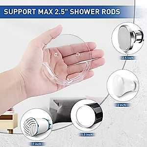 Shower Curtain Rod Holder for Wall – Adhesive Bathroom Tension Rod Retainer with Wide Bracket Include Strong Tapes for No Drilling Quick Mount and 304 Screws for Permanent Installation (Gloss Clear)