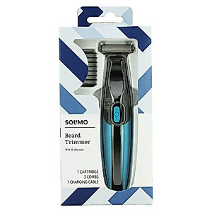Amazon Brand - Solimo Rechargeable Beard Trimmer with 1 Blade, 3 Combs and Charging Cable