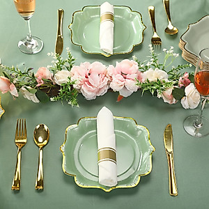 Norme 36 Packs Sage Green Paper Plates with Scalloped Edge 9 Inch Dessert Party Paper Plates Disposable Decorative Plate for Appetizer Salad Birthday Tea Party Decorations Supplies