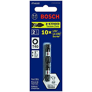 BOSCH ITT40102 2-Pack 1 In. Torx #40 Impact Tough Screwdriving Insert Bits