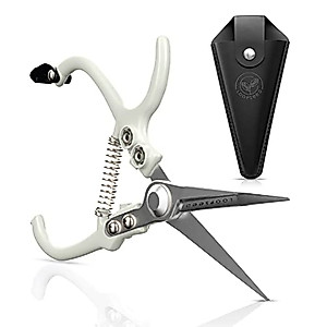 LOOPSEED Plant Pruning Shears with Leather Sheath Garden Trimming Scissors with Belt Holster Bonsai Trimmers Herb Snips Flower Clippers Modern Garden Tools 2 Piece Bundle