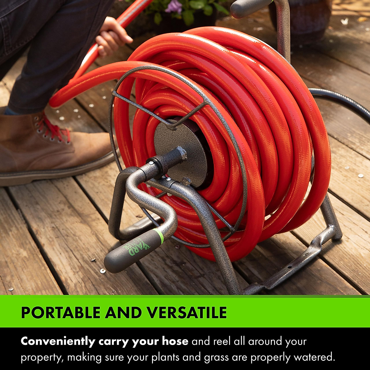 Yard Butler Handy Reel Silver Vein - Compact & Easy-to-Use Garden Hose Reel - Portable Design with Mounting Option - Make Watering Your Plants, Flowers & Lawn Easy