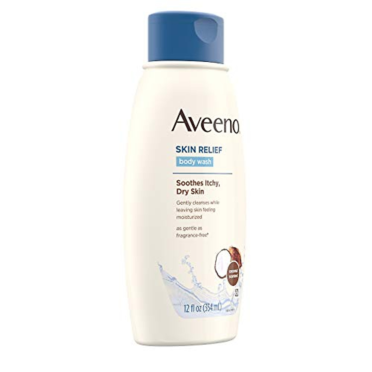 Aveeno Skin Relief Body Wash with Coconut Scent & Soothing Oat, Gentle Soap-Free Body Cleanser for Dry, Itchy & Sensitive Skin, Dye-Free & Allergy-Tested, 12 fl. oz