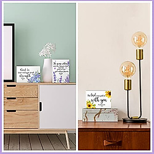 6 Pieces Bible Verse Mini Wood Signs Inspirational Christian Wooden Decors Farmhouse Wood Decor Inspirational Rustic Decorative Sign Scripture Tabletop Art Decor Wood Blocks for Home Table