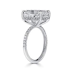 Effinny 7.0 Carat Radiant Cut Engagement Ring,Simulated Diamond White Sapphire Promise Ring for Women in 925 Sterling Silver(Size:4.5)