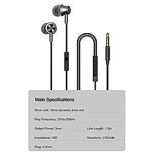 Wired Earbuds with Microphone,3.5MM in-Ear Earphone Noise Isolated&Volume Control for Sports Running Workout Compatible for Laptop & Desktop Computers, Game Players and Other Audio Players 8.2FT