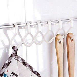 Trycooling Pack of 10 Plastic S Shape Hooks Hanging Clothes Towel Hooks White for Bathroom Kitchen
