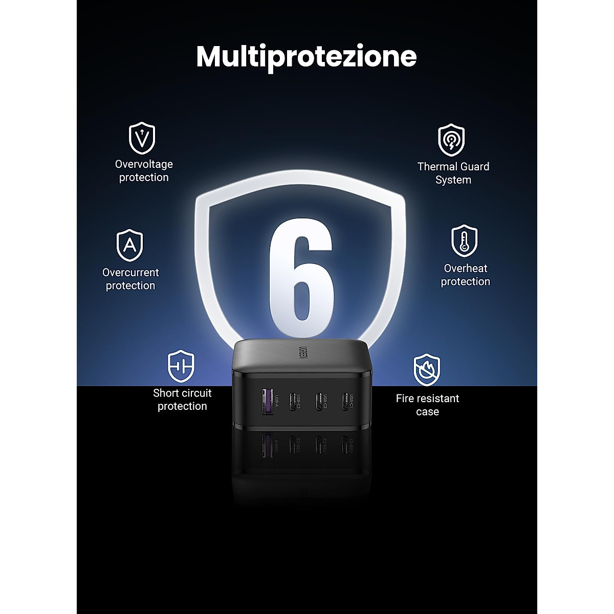 UGREEN 65W USB C Charger 4 Ports USB C Power Adapter GaN PD Fast Wall Charger Compatible with MacBook Pro/Air M2, Dell XPS 13, iPad Pro/Air, iPhone 15 Pro Max/14, Galaxy S23, Steam Deck, and More