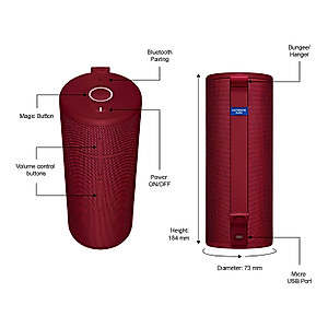 Ultimate Ears Boom 3 Portable Waterproof Bluetooth Speaker - Sunset Red (Renewed)