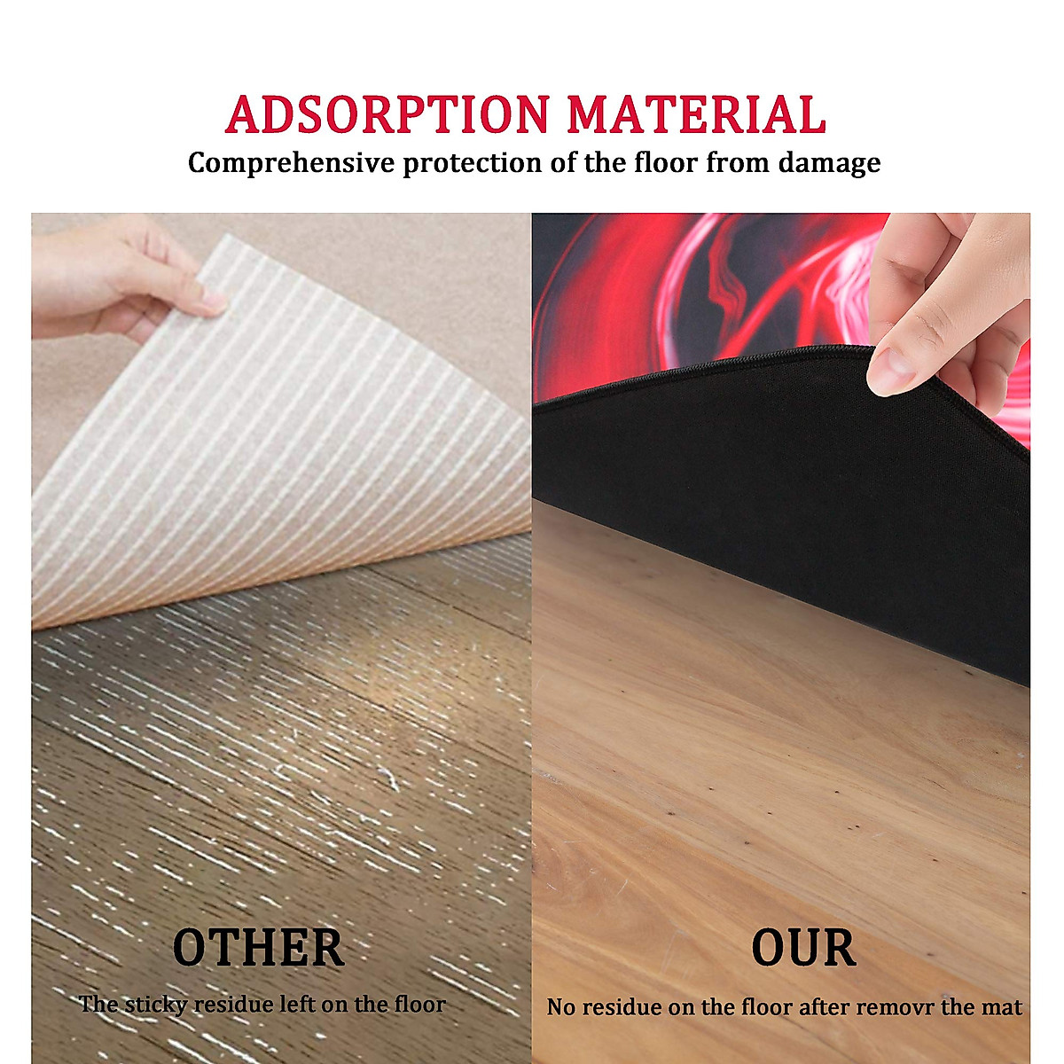 WeGuard Chair Mat for Hardwood Floor 45" X 45" Office Computer Gaming Desk Chair Mat for Hard Floor (Red)