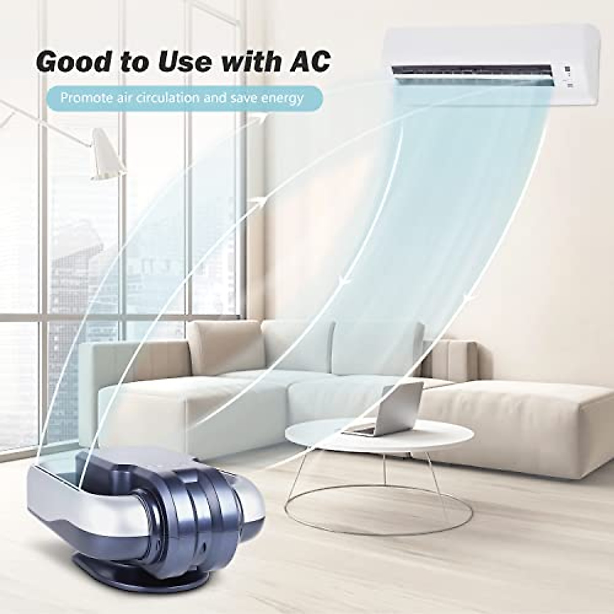 InfiniPower Bladeless Wall Mount Fan with Remote Control, 15.7" Small & Quiet Tower Fan 90° Adjustable Air Circulation Cooling for Bedroom Sleeping,Table/Desk,Living Room,Home,Office,Commercial Shop