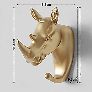 Animal Head Key Hooks Decorative for Wall Creative Resin Hook Hanger (Pack 6) Animal Shaped Coat Hat Hook Wall Hanging Wall Hook Decorative Gift (Gold)