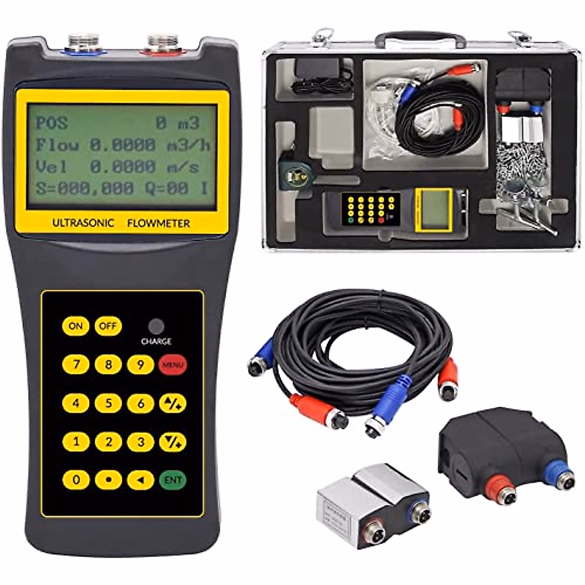 CGOLDENWALL TDS-100H Handheld Portable Ultrasonic Flow Meter Flowmeter Clamp on Sensor (DN15-700mm)