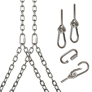 Barn-Shed-Play Heavy Duty 700 Lb Stainless Steel Porch Swing Hanging Chain Kit (10 Foot Ceiling)