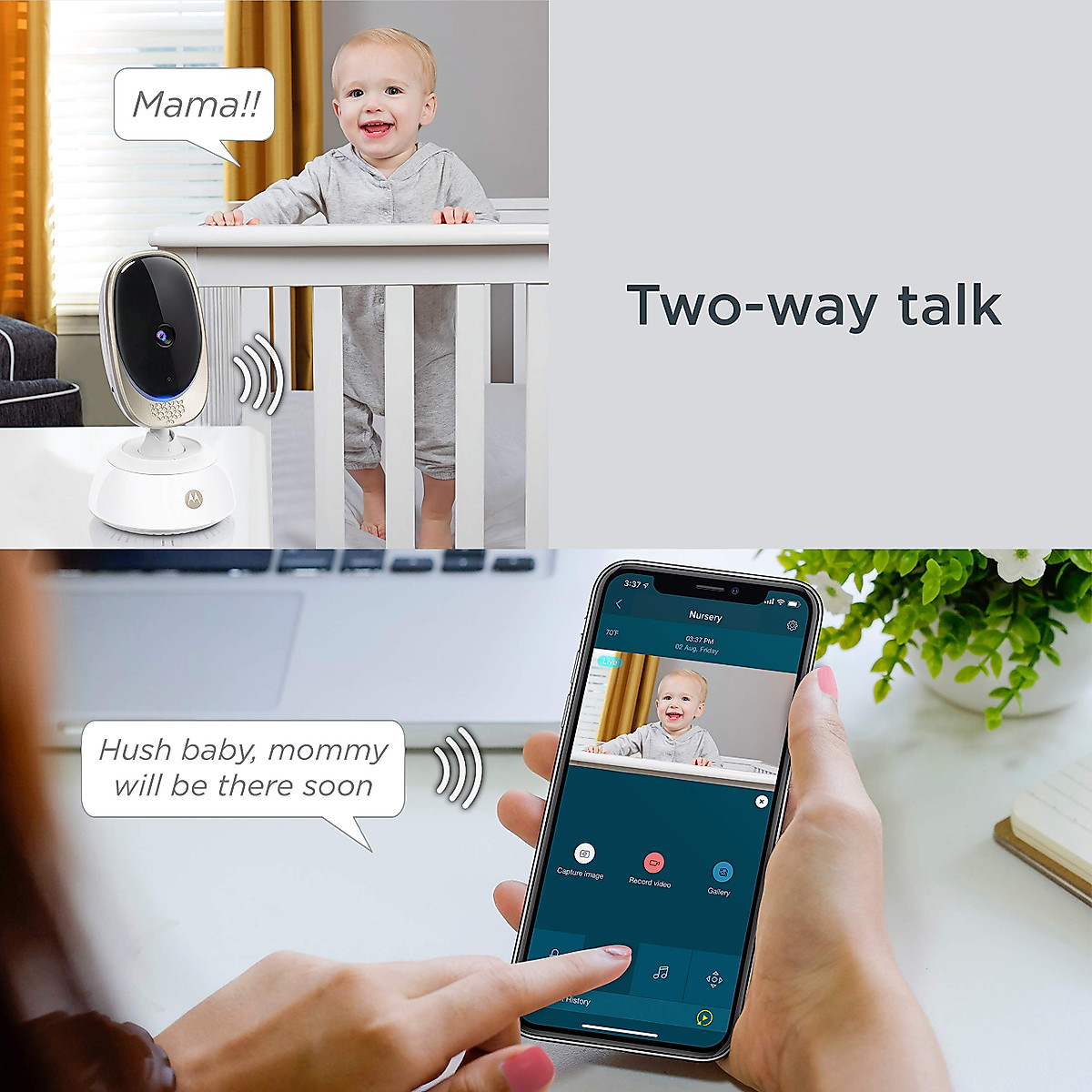 Motorola Baby COMFORT85 Connect Video Baby & Home Monitor with 5" HD Display and Wi-Fi Viewing, Digital Tilt and Zoom, Remote Pan Scan, Night Vision and Mood Lighting