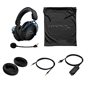 HyperX Cloud Alpha S - PC Gaming Headset, 7.1 Surround Sound, Adjustable Bass, Dual Chamber Drivers, Chat Mixer, Breathable Leatherette, Memory Foam, and Noise Cancelling Microphone - Blue