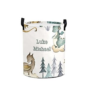 Dragon Animals Watercolor Storage Bin, Waterproof Oxford Fabric Clothes Basket Organizer for Laundry Hamper,Toy Bins,Gift Baskets, Bedroom, Clothes,Baby Nursery