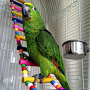 Bird Ladder Bridge, Parrot Toys Rainbow Swing Bridge Hammock Natural Raw Wood, Macaws Parakeets Lovebirds Chameleon Hamster for Training (32 Inch)