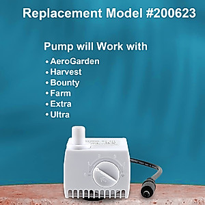 200623 Aero-Garden Pump with 10 Filters, Ultra Quiet Hydroponics Growing System Pump fit for Harvest Bounty Farm Extra Ultra All Model