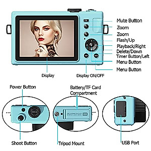 CEDITA Digital Camera Vlogging Camera 24MP Full HD 1080P Digital Camera with 3 Inch IPS Screen Camera 4X Digital Zoom Vlog Camera G13 0
