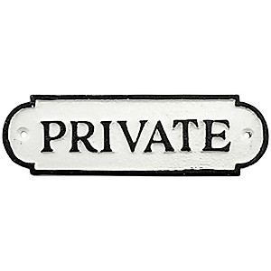 AuldHome Cast Iron Private Signs (2-Pack); Rustic Style Restricted Area Door Plaques