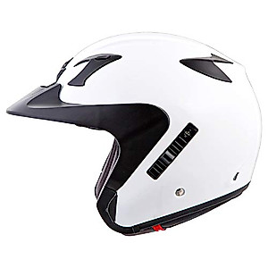 ScorpionEXO CT220 Open Face Adjustable Visor Dropdown Visor Adult DOT Approved Motorcyle Helmet Solid (White, XX-Large)