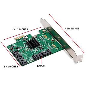 I/O Crest 4 Port SATA III PCI-e 2.0 x1 Controller Card Marvell 9215 Non-Raid with Low Profile Bracket SI-PEX40064