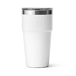 YETI Rambler 16 oz Stackable Pint, Vacuum Insulated, Stainless Steel with MagSlider Lid, White