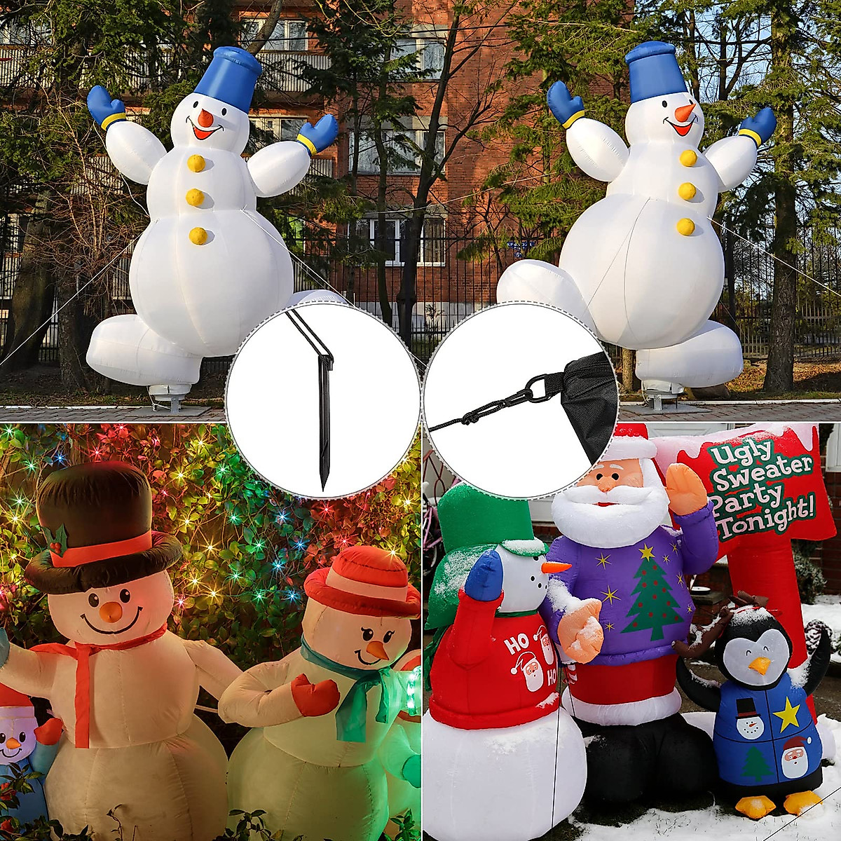 Yinkin 18 Sets Inflatable Stakes Replacement Yard Inflatable Plastic Stakes and Tethers for Christmas Lawn Tents Pegs Blow up Stakes for Inflatables Camping Tents Outdoor Camping Canopy(Black)