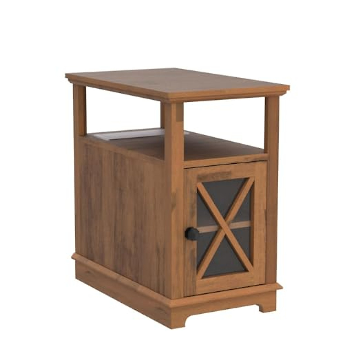 NBBOTBOT End Table with Charging Station, Side Table with USB Ports and Outlets, Nightstand with Adjustable Shelves, Narrow Side Table with Storage Cabinet for Living Room, Bedroom, Brown