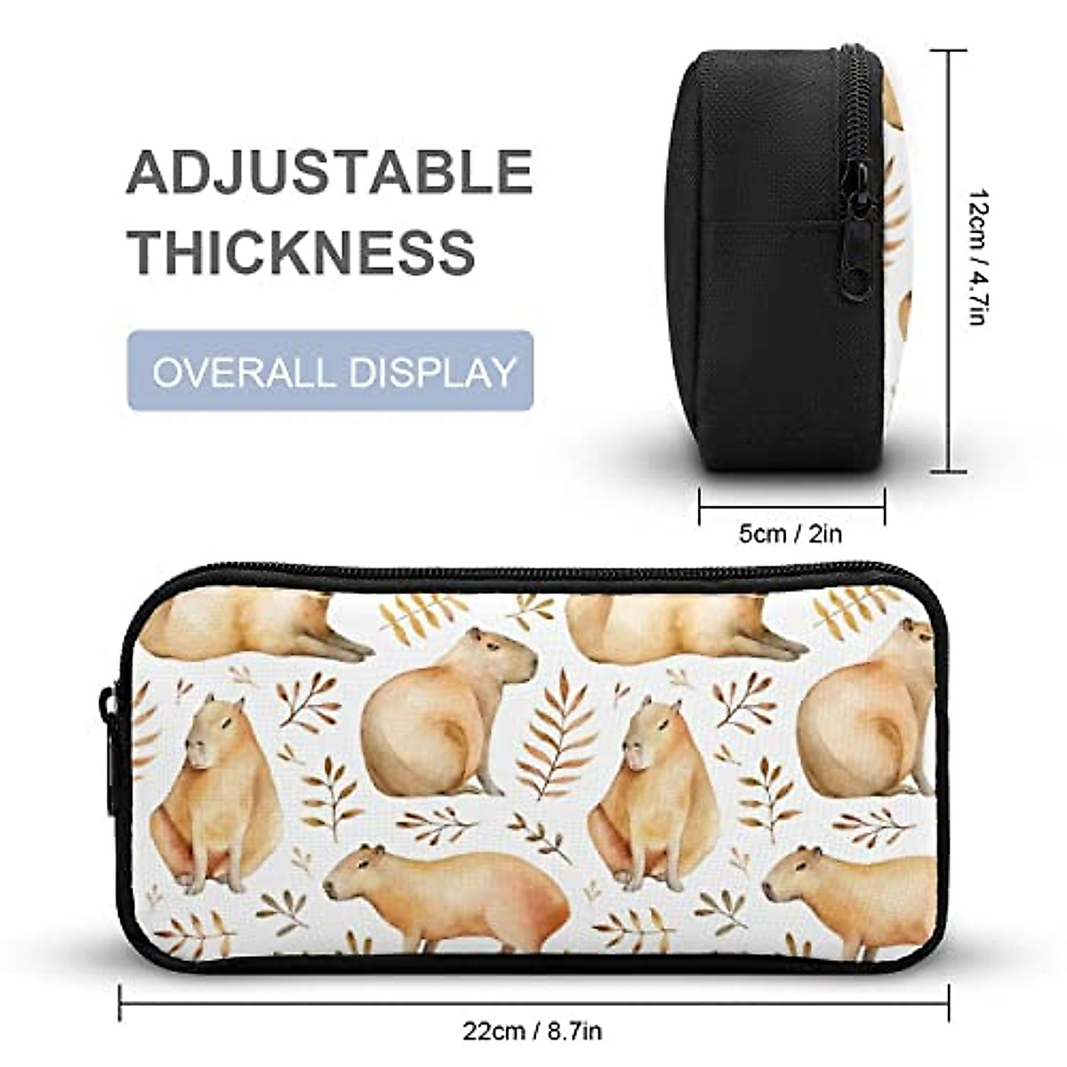 Funny Capybaras Animals Teen Adult Pencil Case Large Capacity Pen Pencil Bag Durable Storage Pouch