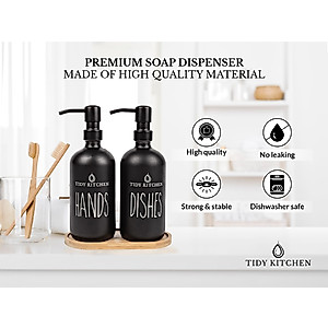 TIDY KITCHEN Premium Glass Soap Dispenser with Stainless Steel Pump, Sleek Design, Durable for Liquid Dish and Handwashing